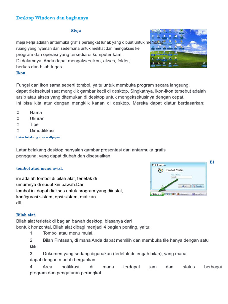 Bagian-Bagian Desktop Windows dan Fungsinya | PDF