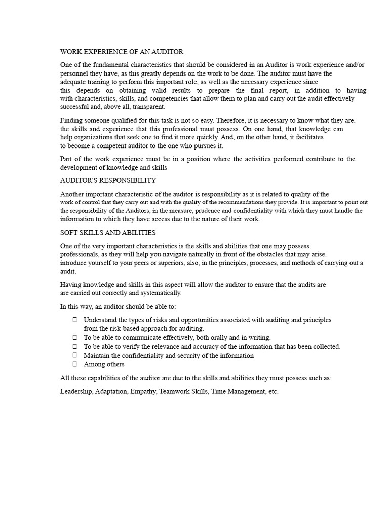 Essential Skills for Effective Auditors | PDF | Audit | Experience
