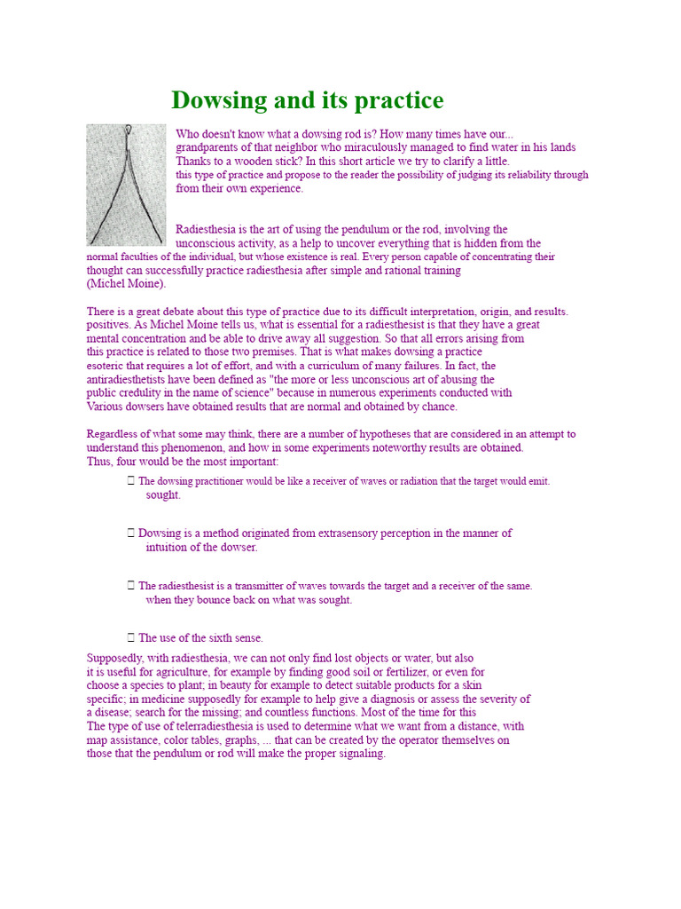 Radiesthesia and Its Practice | PDF | Dowsing | Psychology