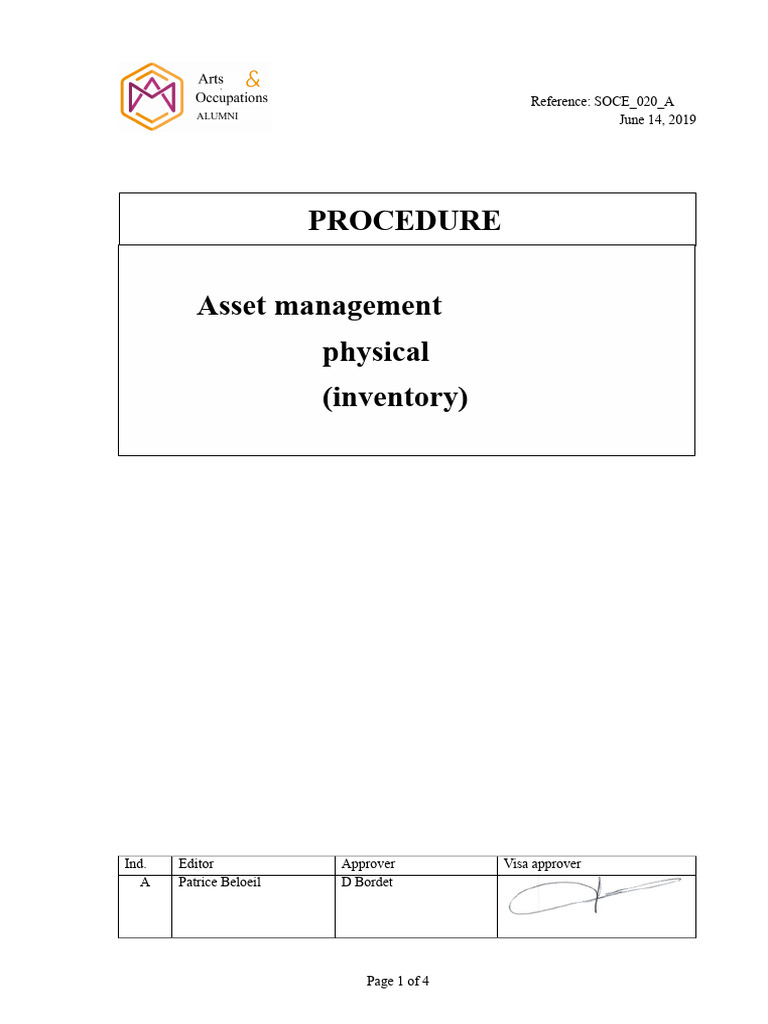 Asset Management Procedure | PDF | Inventory | Databases