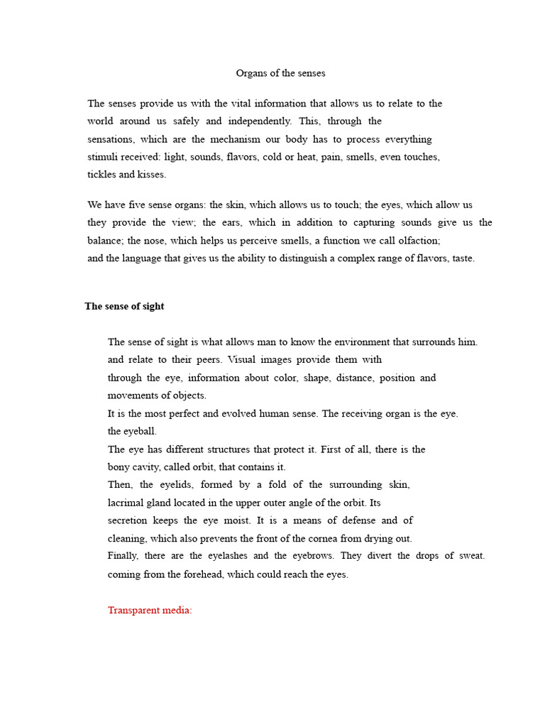 Understanding Human Sense Organs | PDF | Taste | Senses