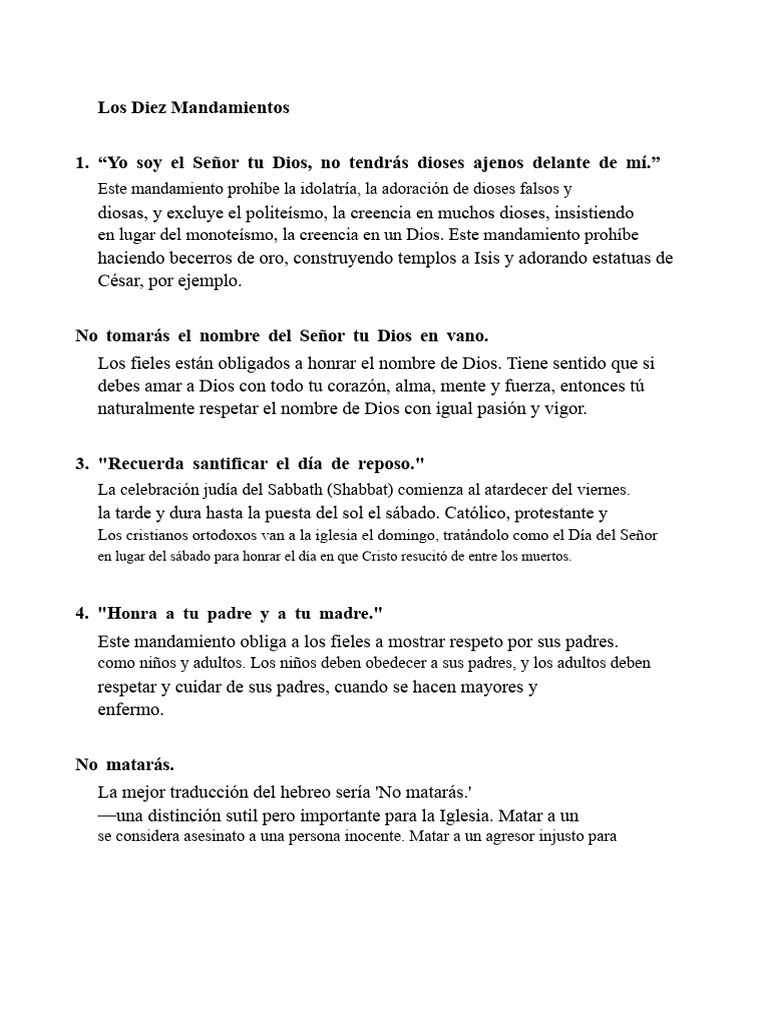 Los Diez Mandamientos Explicados | PDF | Diez Mandamientos | Adulterio