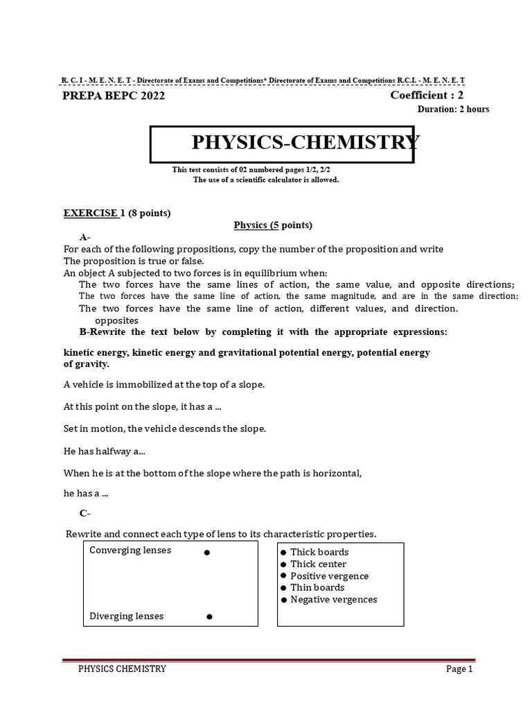 PC Preparatory Course BEPC | PDF | Buoyancy | Gases