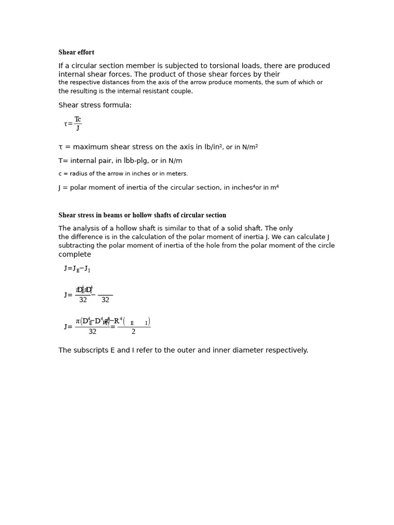 Shear Stress Hollow Axes | PDF | Stress (Mechanics) | Continuum Mechanics
