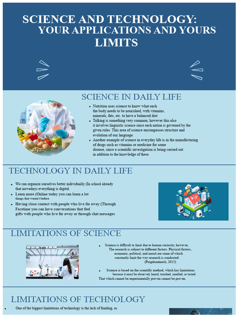 Activity 1. Science and Technology, Their Applications and Their Limits ...