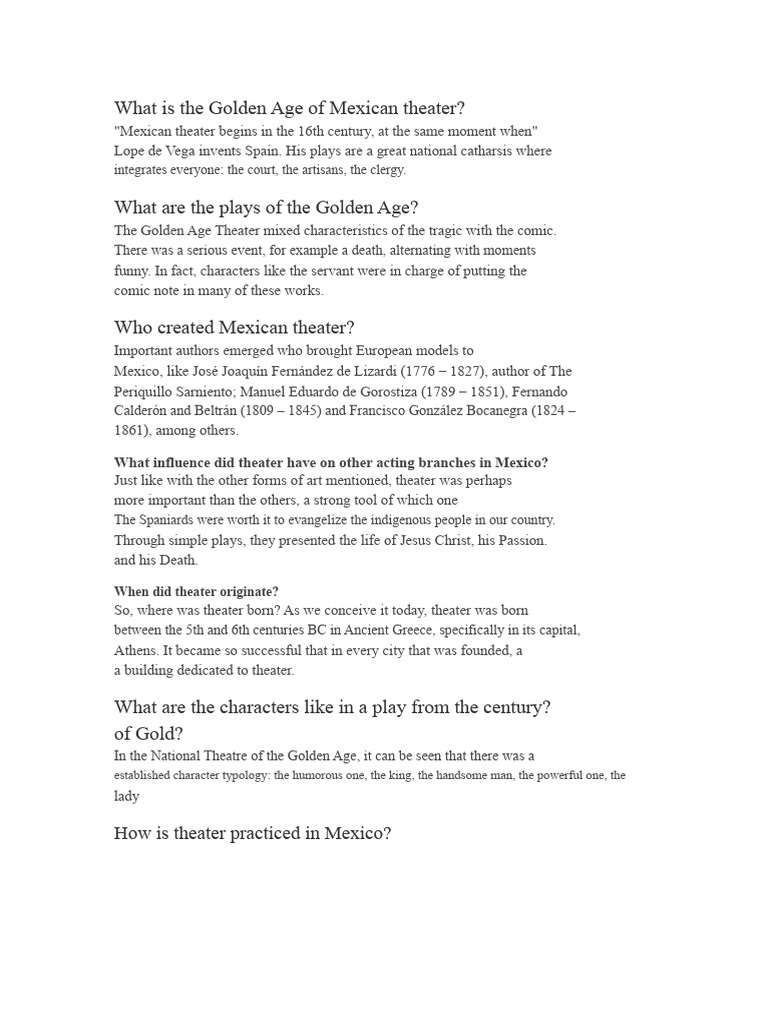 What Is The Golden Age of Mexican Theater? | PDF