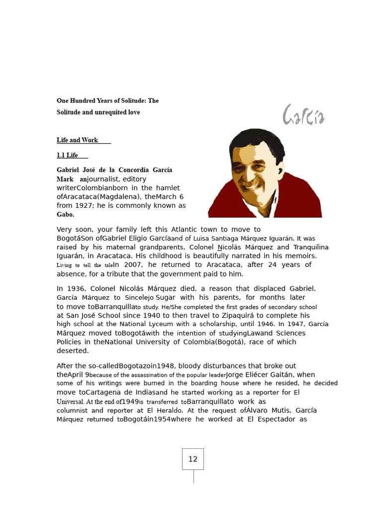 Analysis of One Hundred Years of Solitude | PDF | Gabriel García Márquez