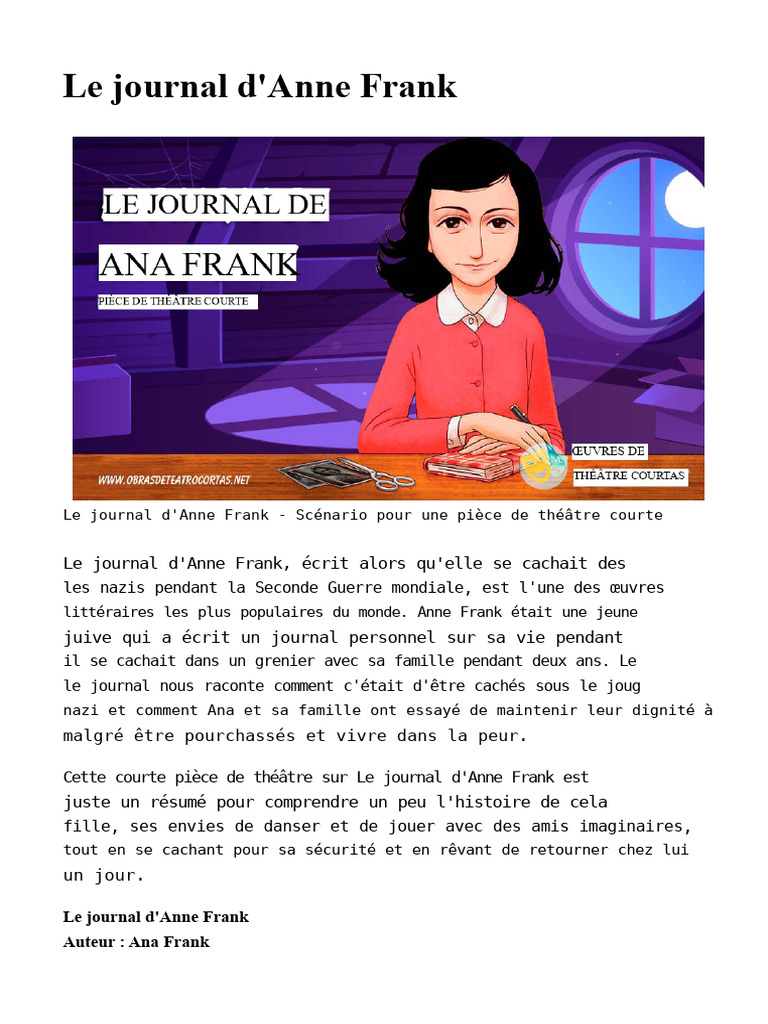 Scénario de "Le Journal d'Anne Frank" | PDF