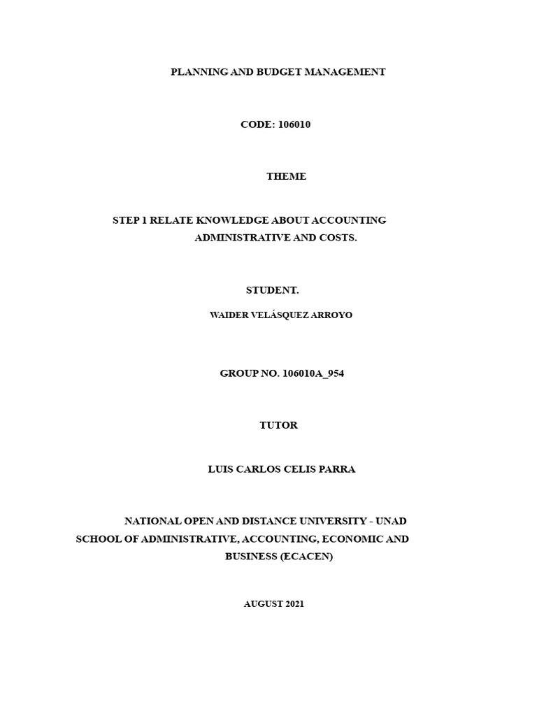 Step 1 Relate Knowledge About Managerial Accounting and Cost Accounting. | PDF | Expense | Cash ...