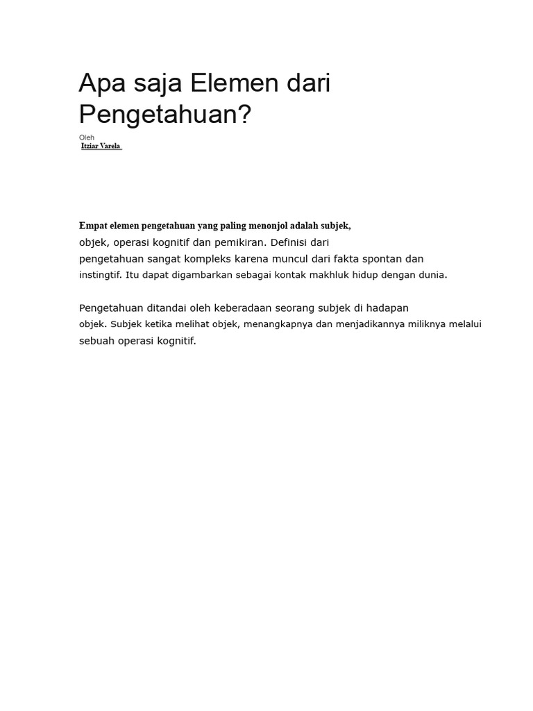 Elemen Utama Pengetahuan Manusia | PDF