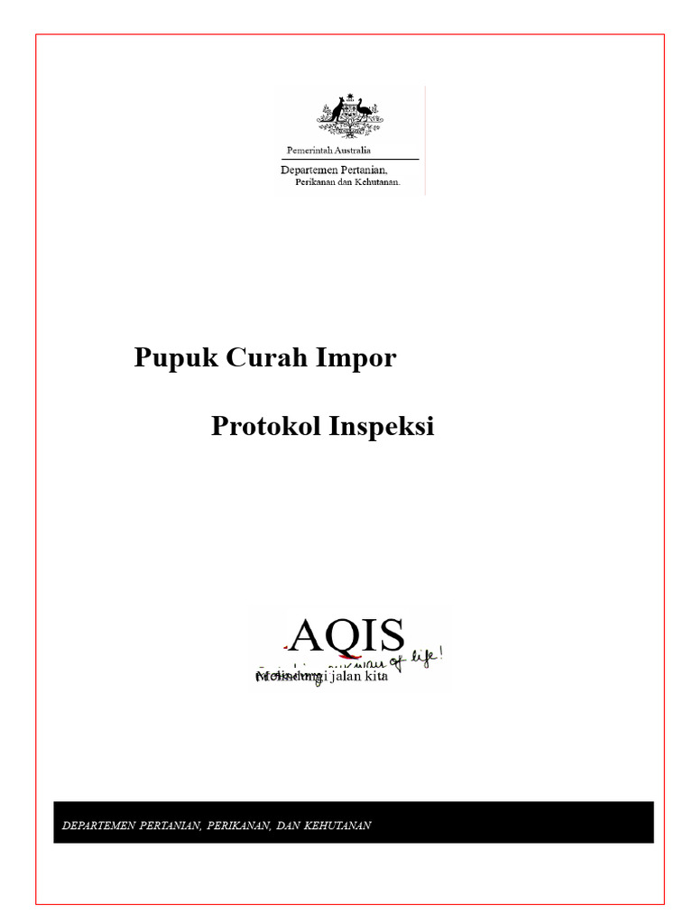 Protokol Inspeksi AQIS | PDF
