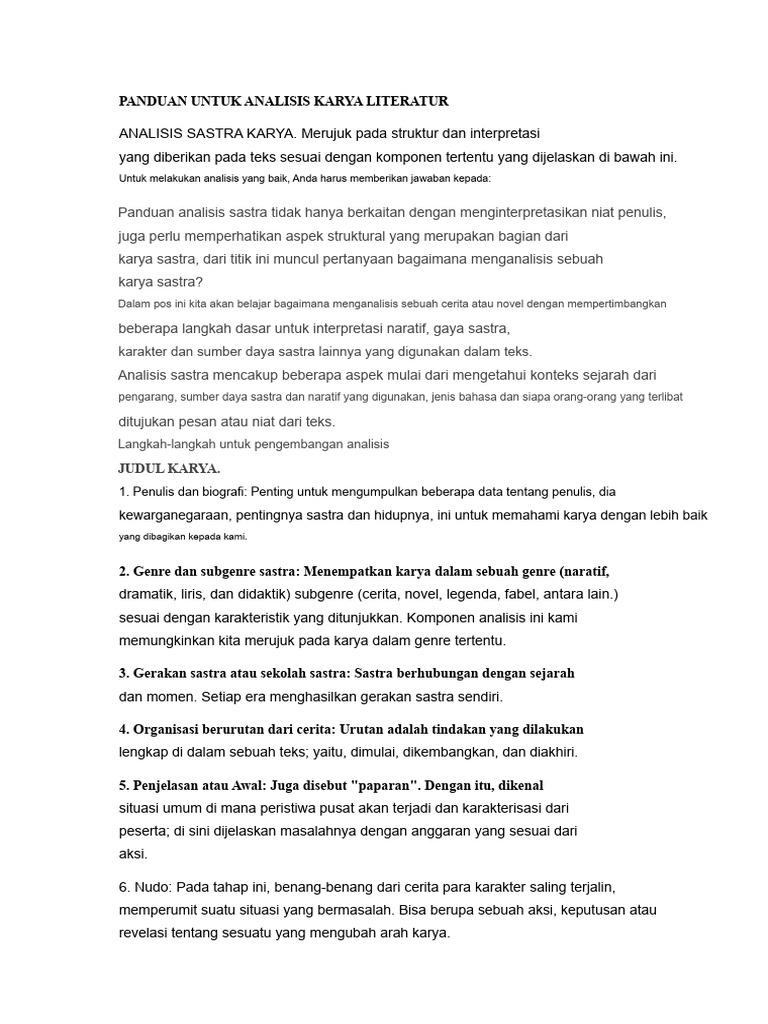 Pedoman Analisis Literer | PDF