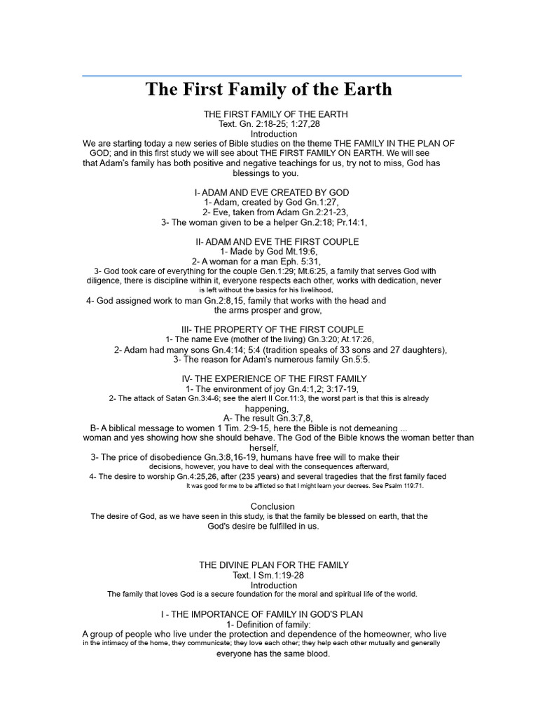 The First Family on Earth: Adam and Eve | PDF | Adam | God