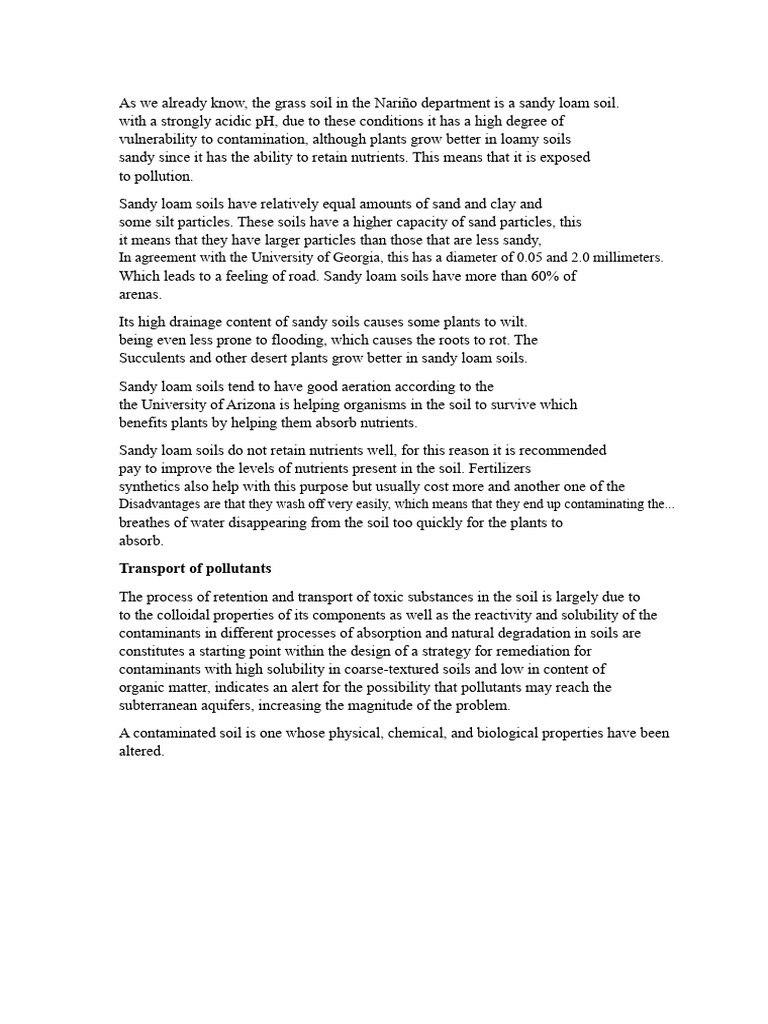 Sandy Loam Soil | PDF | Soil | Loam