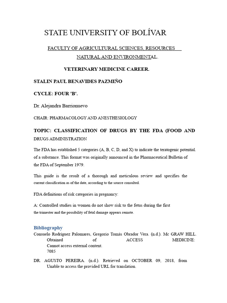 FDA Drug Classification for Pregnancy Risks | PDF | Fetus | Pregnancy