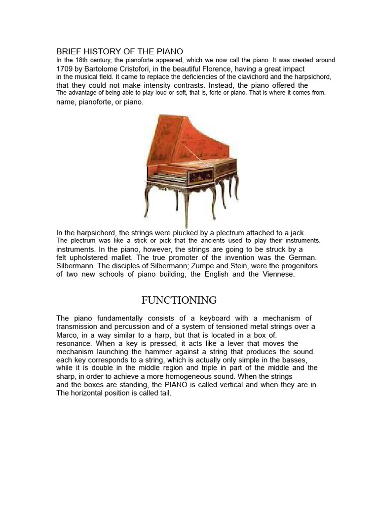 History and Mechanics of the Piano | PDF | Piano | String Instruments