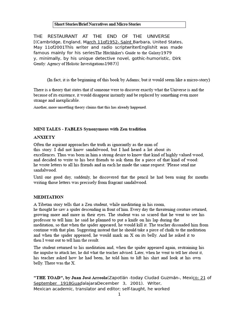 Short Stories and Microstories | PDF