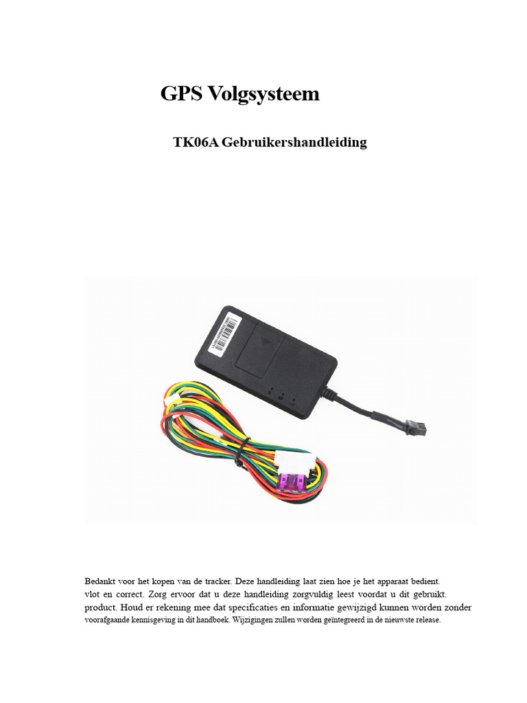 TK06A GT02 GPS Tracker Gebruikershandleiding | PDF