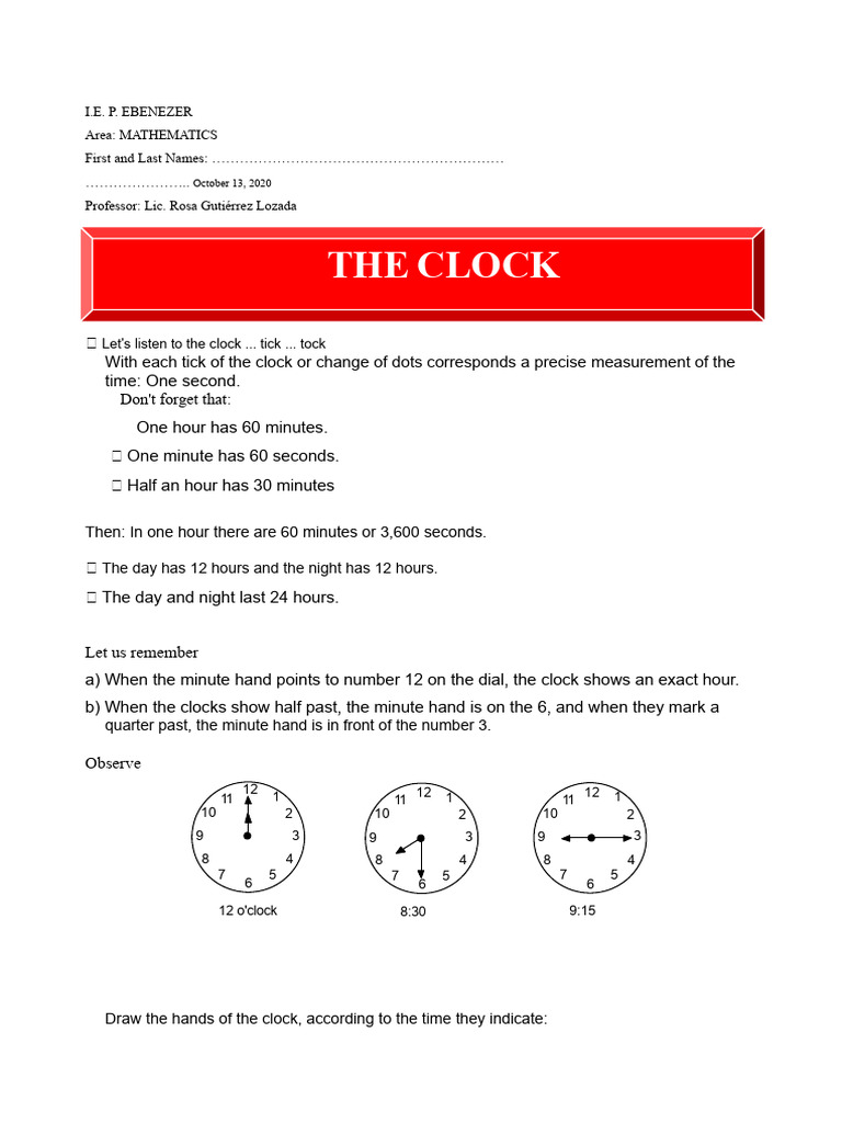 The Clock For Second Grade | PDF | Horology