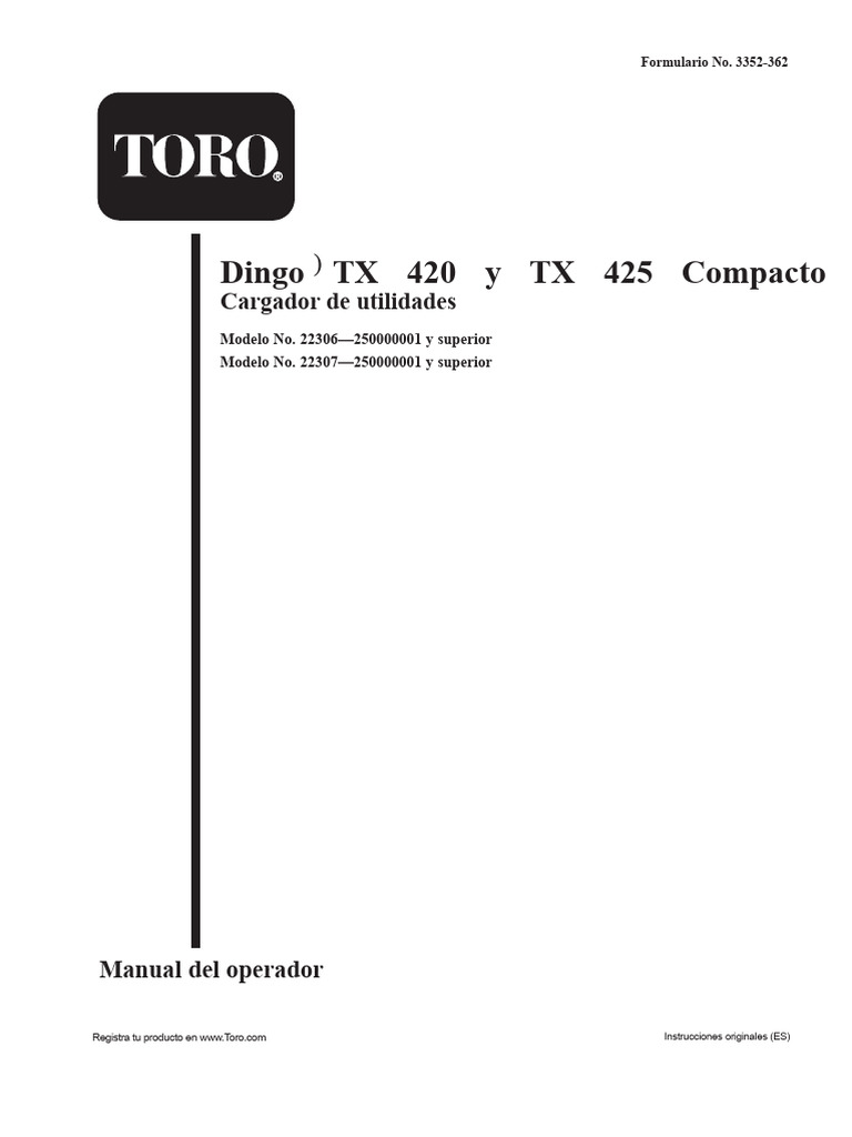 Manual Del Operador Del Toro Dingo | PDF | Gasolina | Tanques