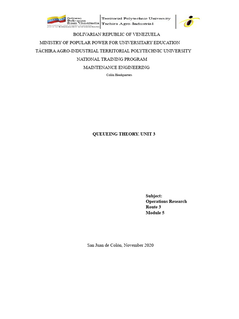 Unit 3. Queue Theory | PDF | Simulation | Applied Mathematics
