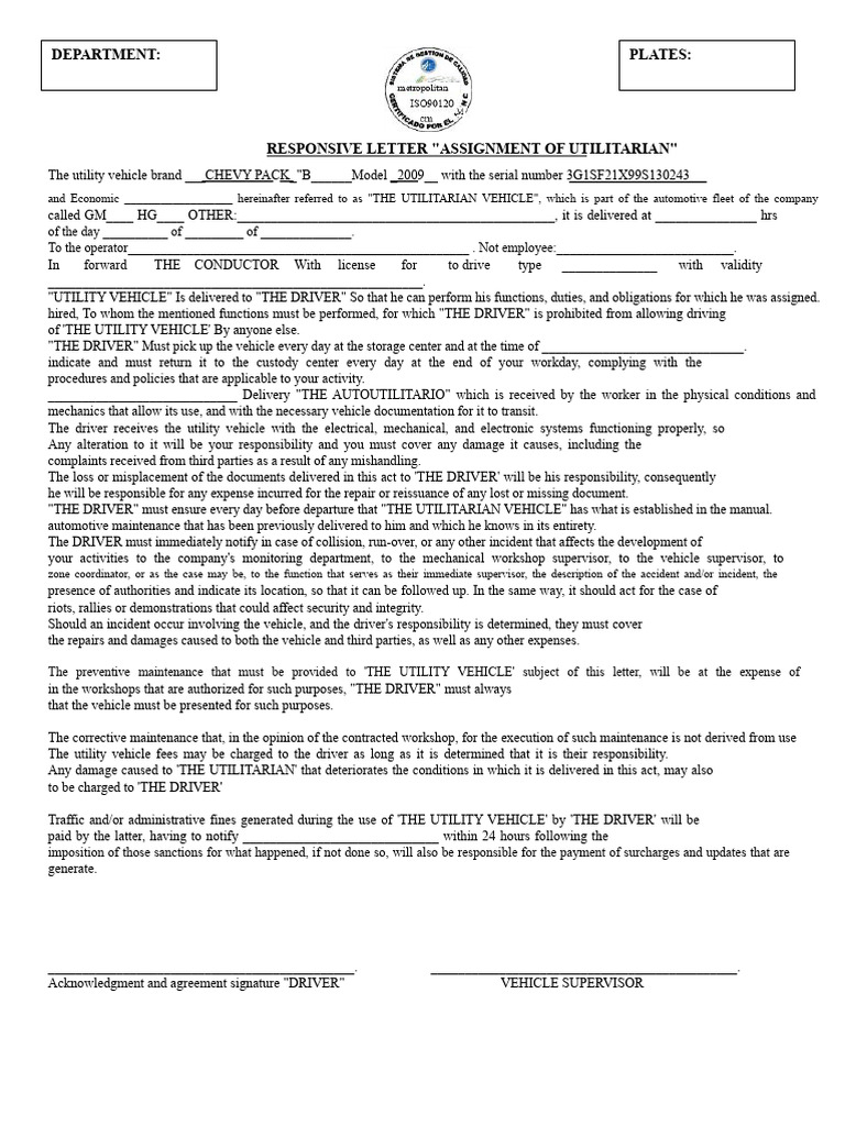 Liability Letter For Utility | PDF | Fee