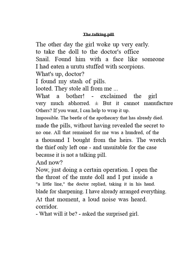 The Talking Pill Adventure | PDF