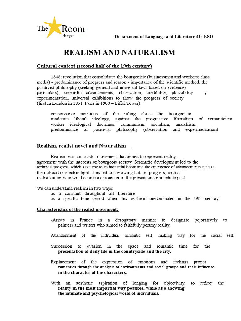 Realism and Naturalism in 19th Century Literature | PDF | Realism (Arts ...