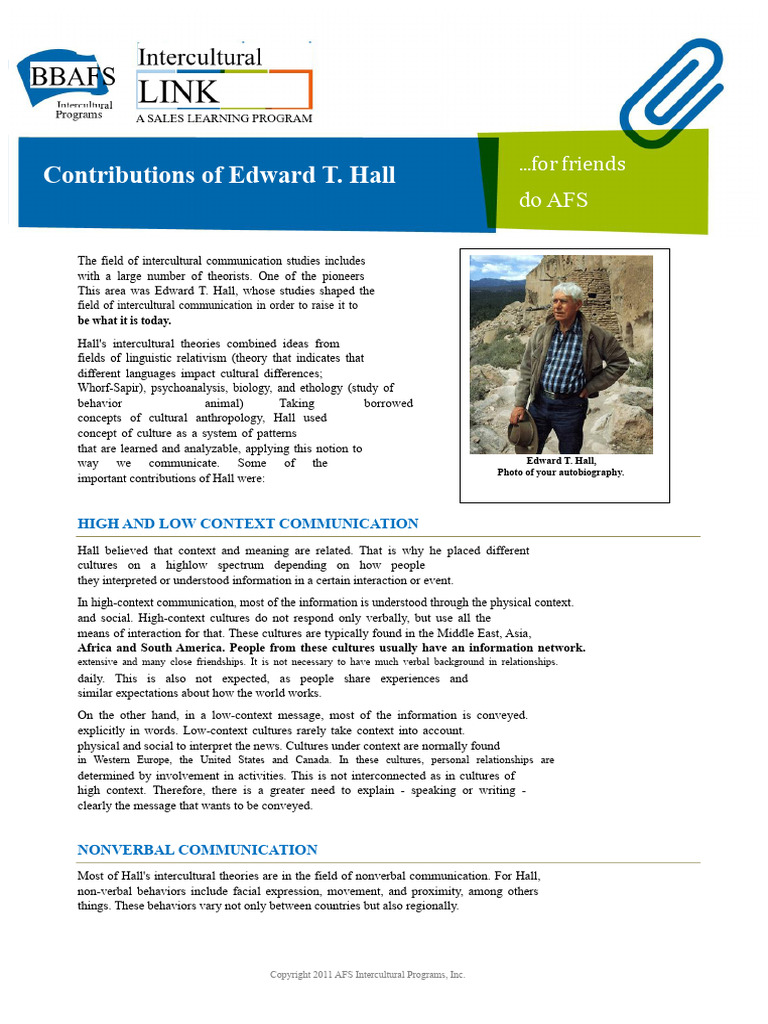 Edward T. Hall's Intercultural Theories | PDF | Nonverbal Communication ...