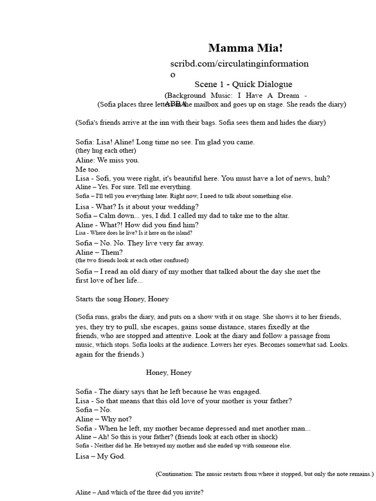 Mamma Mia Script | PDF