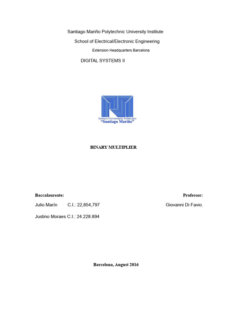 Binary Multiplier Pdf Digital Electronics Computer Engineering