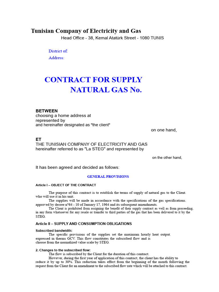 Natural Gas Supply Contract Overview | PDF | Gases | Subscription ...
