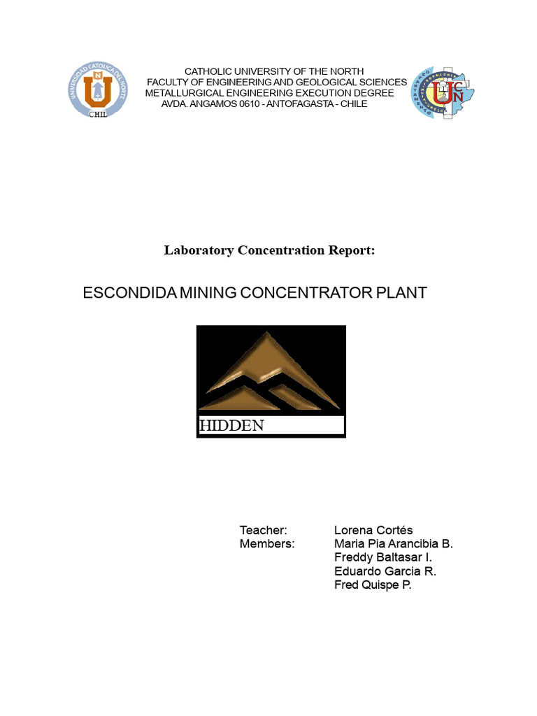 Escondida Mining Concentrator Report | PDF | Mill (Grinding) | Copper