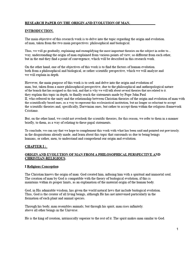 Origin and Evolution of Man: A Study | PDF | Natural Selection ...