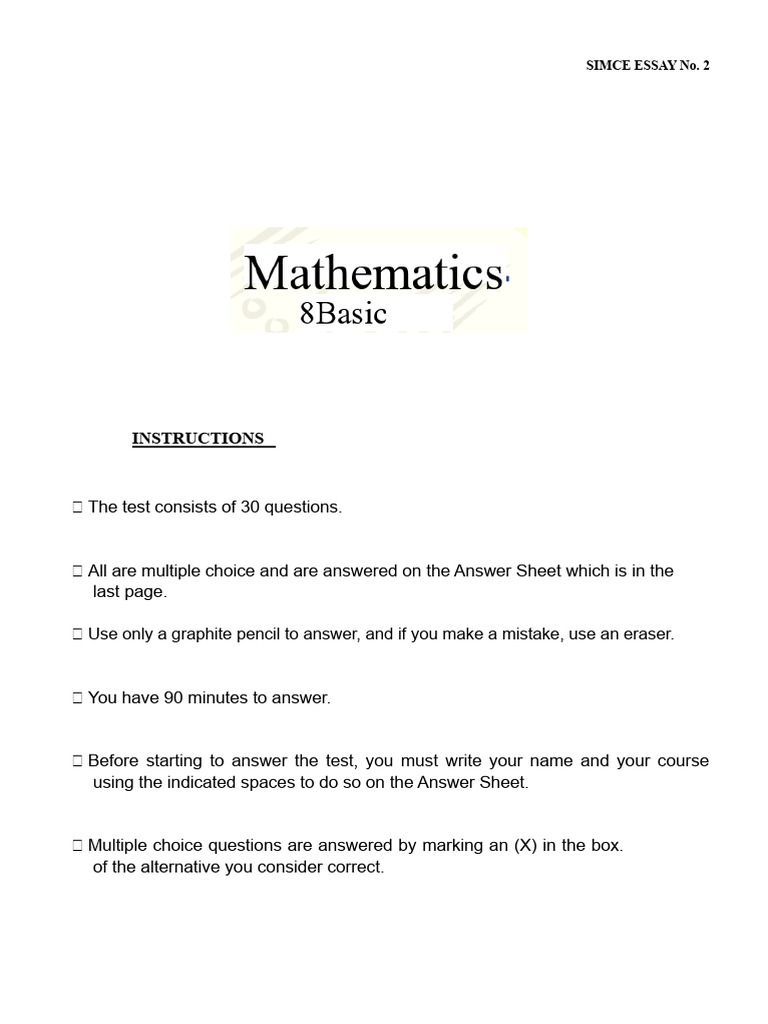 Simce Essay 8th Grade | PDF | Multiple Choice | Division (Mathematics)