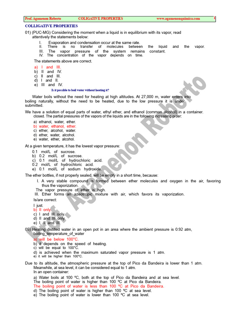Understanding Colligative Properties | PDF | Water | Phase (Matter)