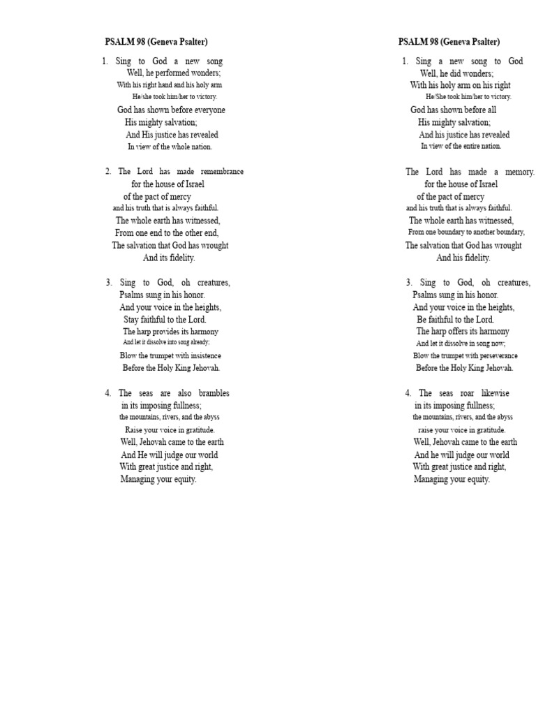 Psalm 98: A New Song to God | PDF | Psalms | God In Christianity
