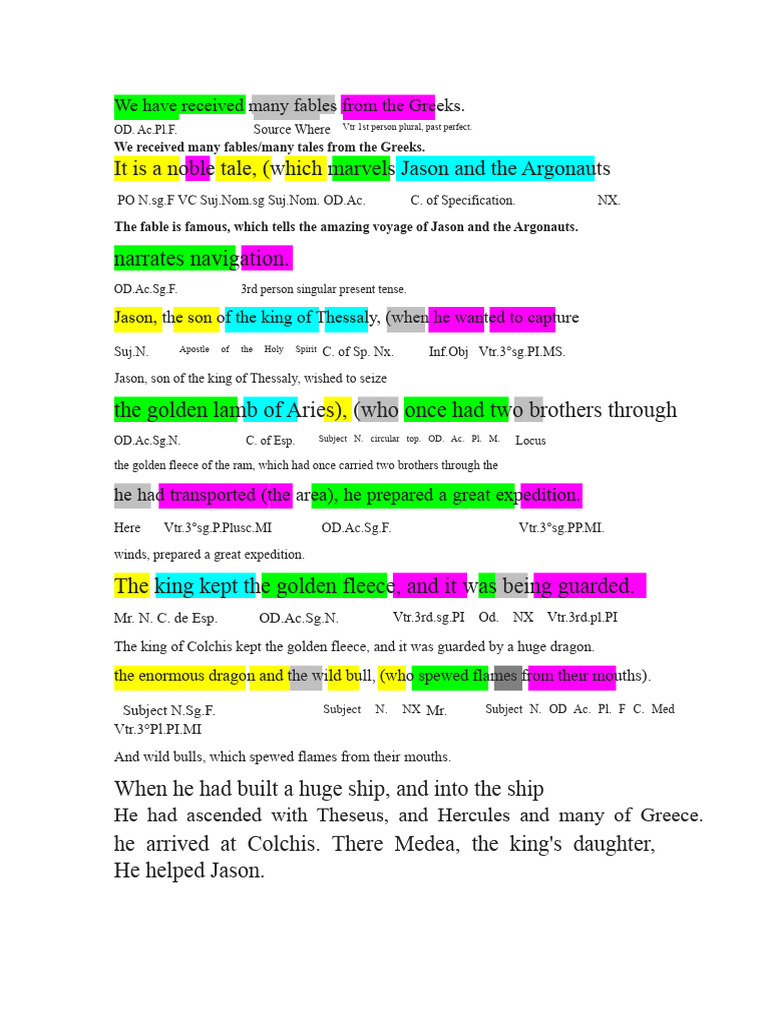 Jason and the Argonauts' Voyage | PDF | Jason | Grammar