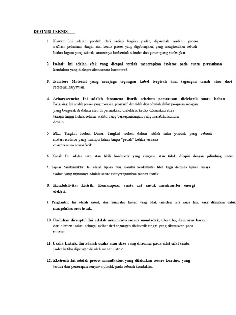 Definisi Teknik Kabel dan Isolator | PDF