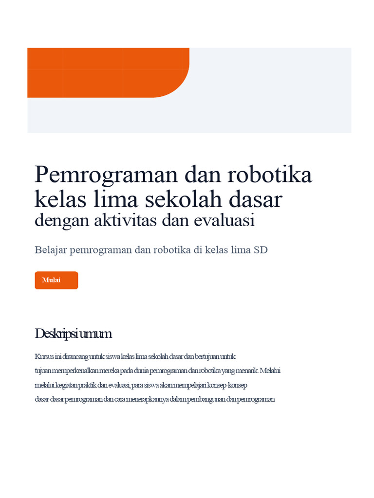 Pemrograman dan Robotika untuk SD Kelas 5 | PDF
