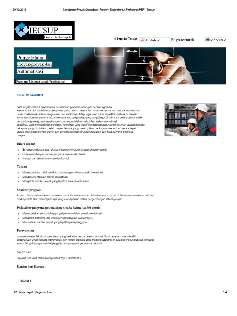 TECSUP - Manajemen Proyek Otomatisasi | PDF