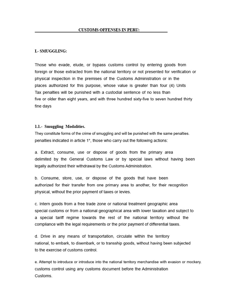 Customs Offenses and Penalties in Peru | PDF | Customs | Taxes
