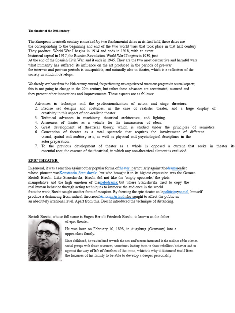 The Theater of The 20th Century | PDF | Theatre