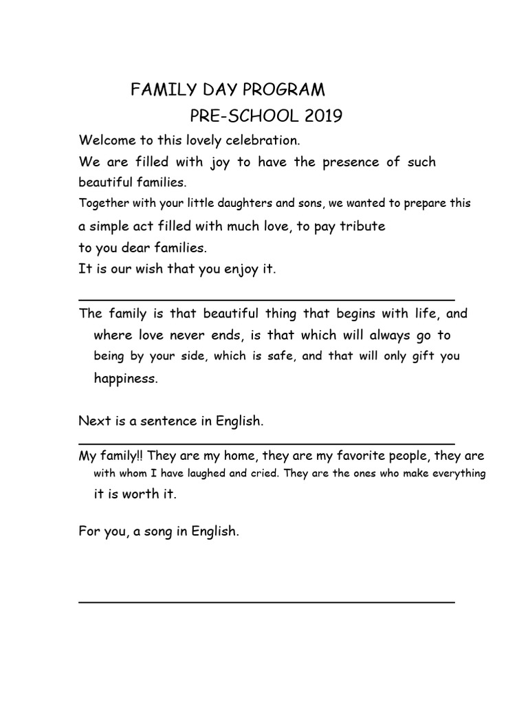 Family Day Program Preschool 2019 | PDF