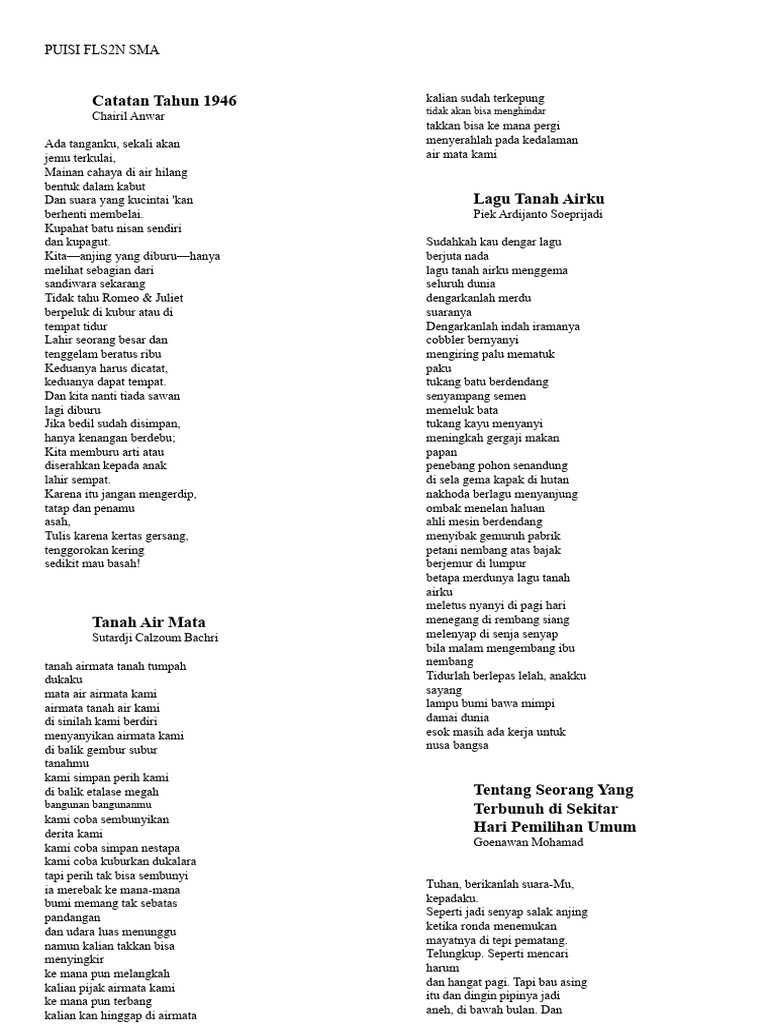 Puisi Fls2n Sma | PDF