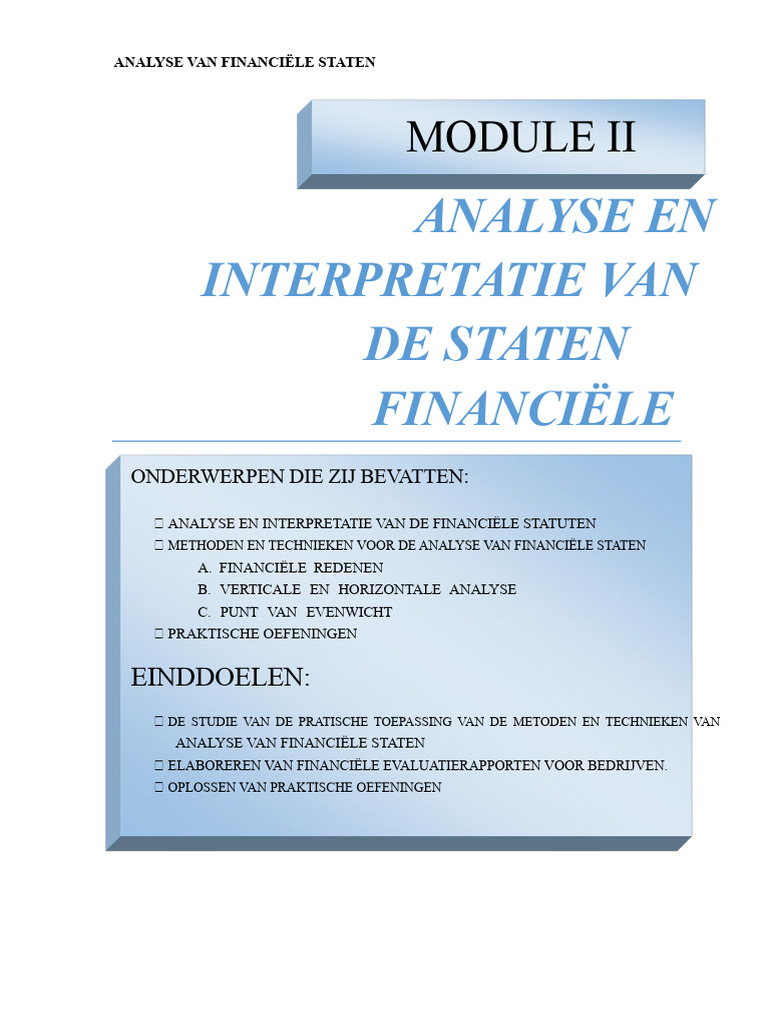 Analyse en Interpretatie Van Financiële Statistieken | PDF