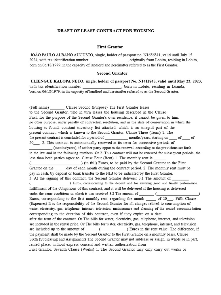 Lease Contract Draft for Housing | PDF | Lease | Common Law