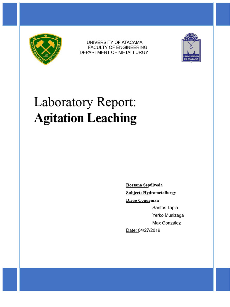 Agitation Leaching Laboratory Report | PDF | Copper | Chemistry