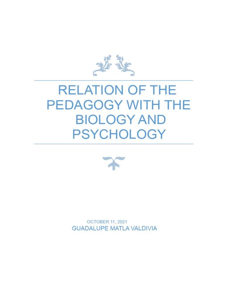 Relationship of Pedagogy With Biology and With Psychology | PDF ...