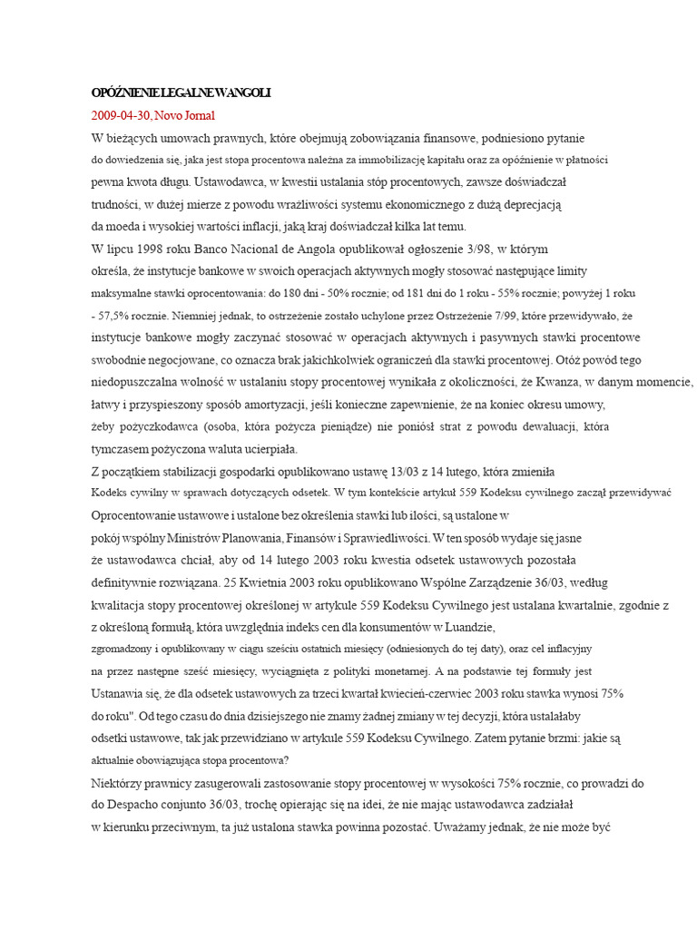 Stopa Procentowa W Angoli | PDF